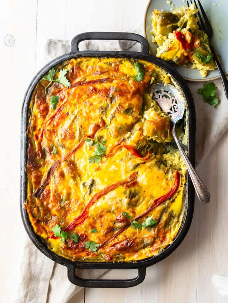Hatch Green Chile Relleno Casserole - Binge Worthy Bites